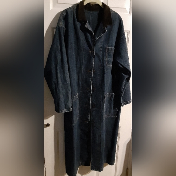 Lee | Jackets & Coats | Vintage Lee Denim Long Coat With Black Corduroy ...